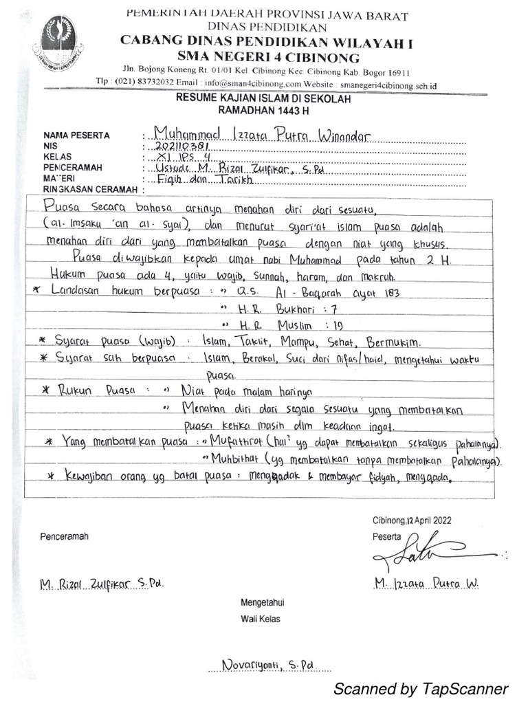 Muhammad Izzata Putra Winandar - XI IPS 4 - MOZARD 2022 (MATERI) | PDF