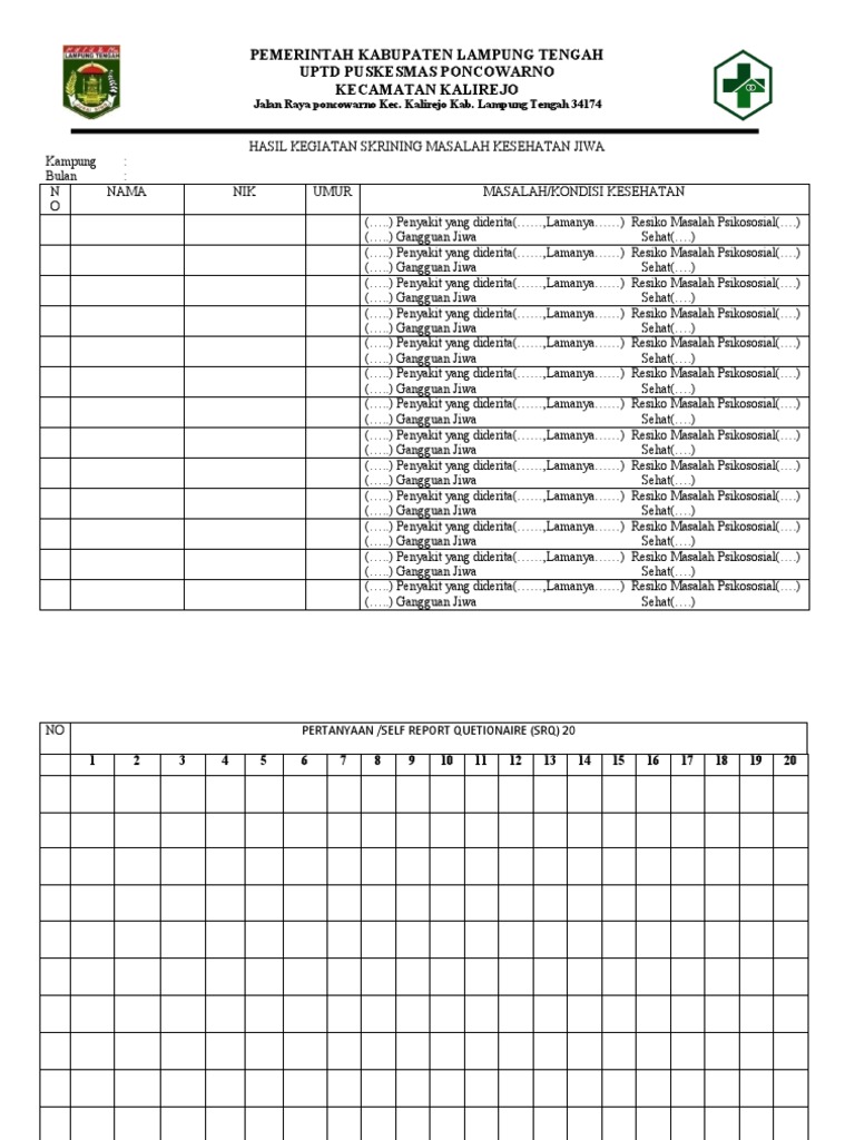 Hasil Kegiatan Skrining Masalah Kesehatan Jiwa | PDF