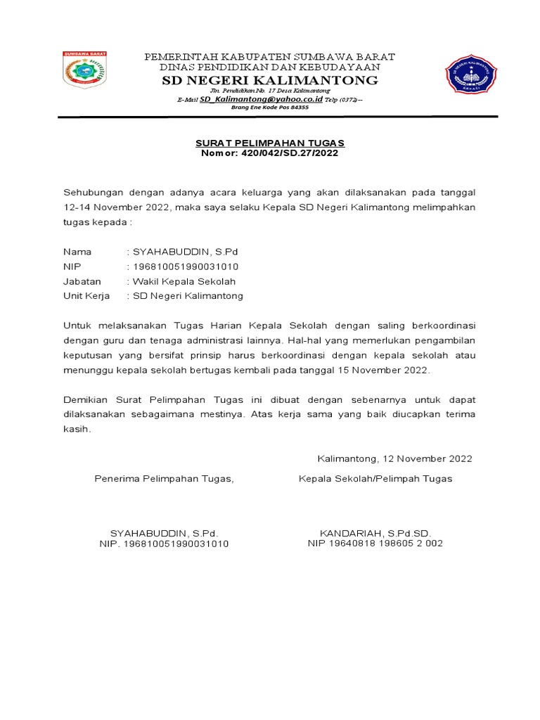 Surat Pelimpahan Tugas | PDF