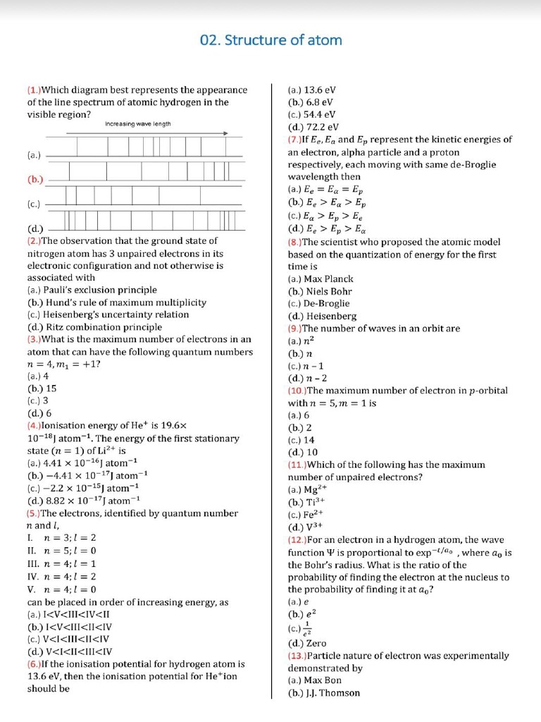 Atomic Structure - Objective | PDF