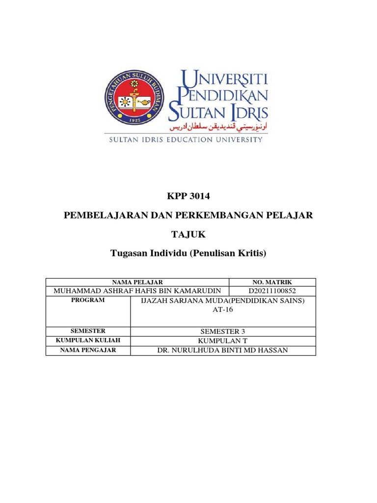 KPP 3014 - Penulisan Kritie PDF | PDF