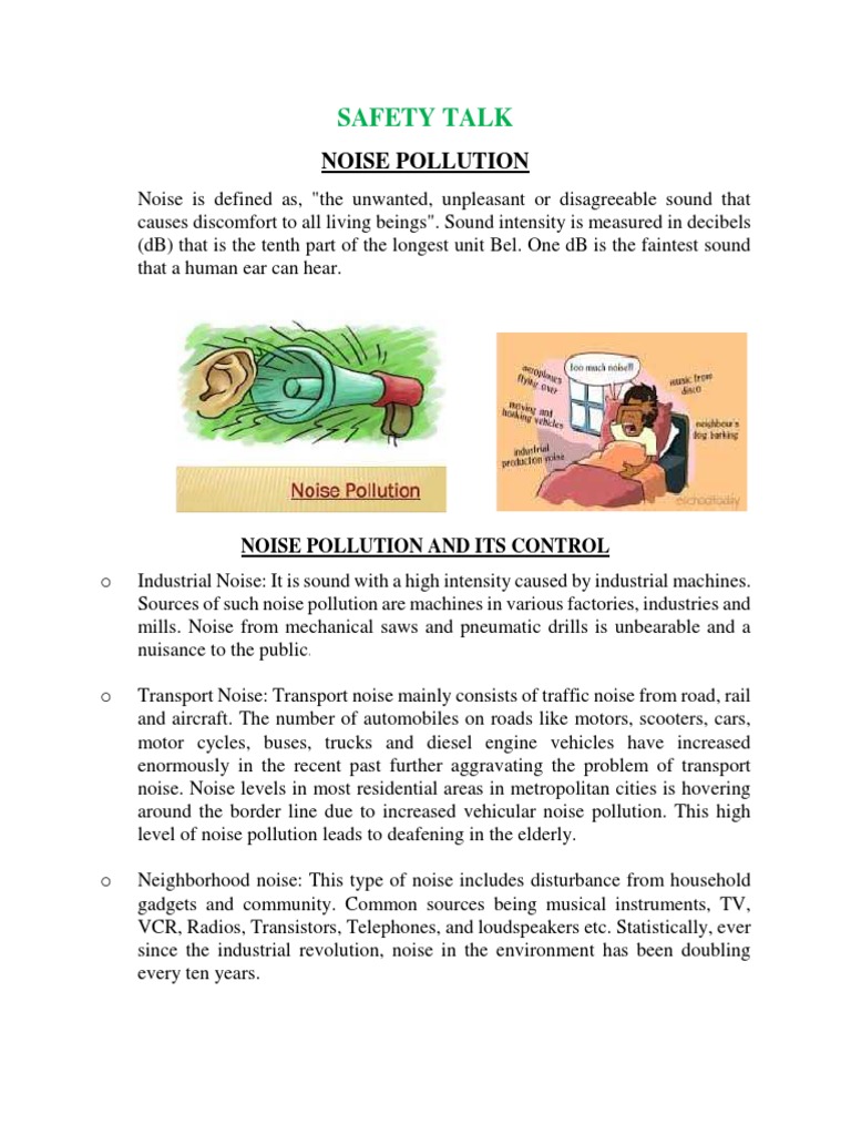 Safety Talk - Noise Pollution | PDF | Decibel | Engines