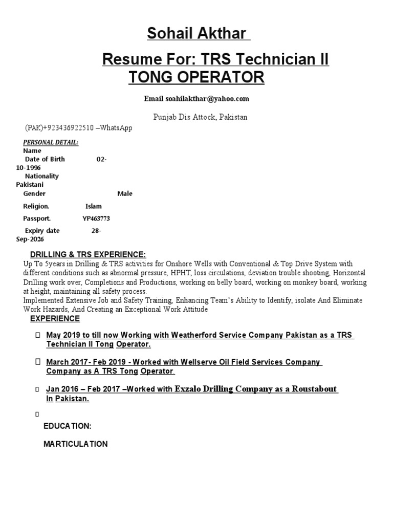 TrS Technician 2 Sohail 1 | PDF