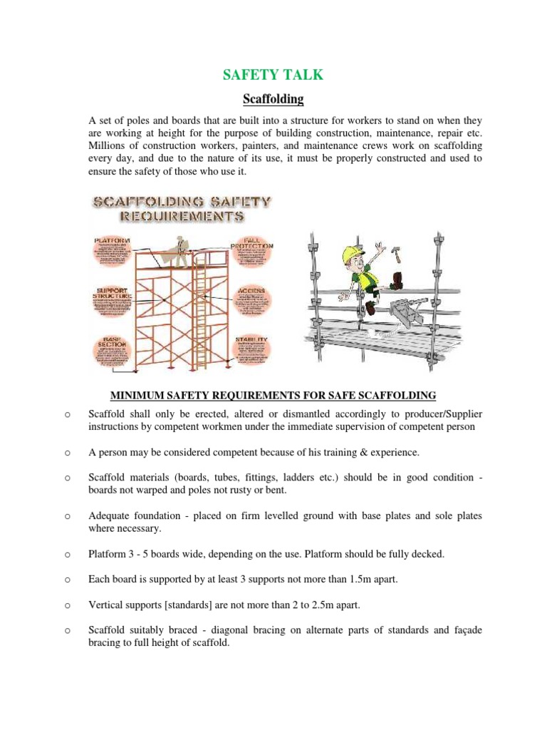 Safety Talk - Scaffolding | PDF | Scaffolding | Equipment