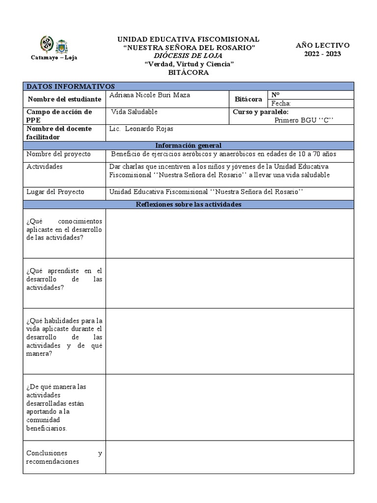 Ejemplo Bitacora | PDF