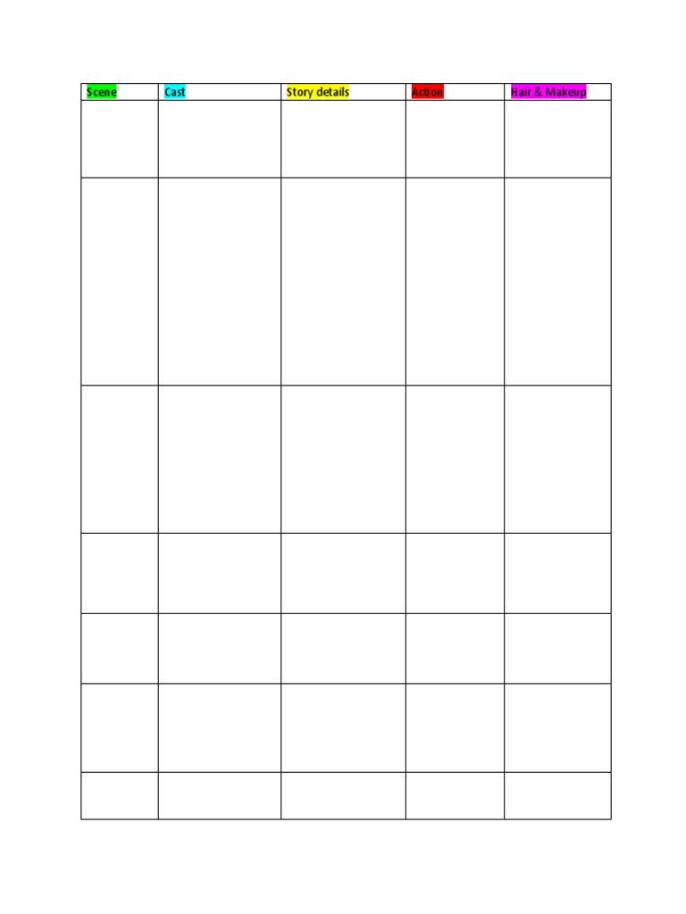 Script Breakdown Template | PDF Script Breakdown Template | PDF