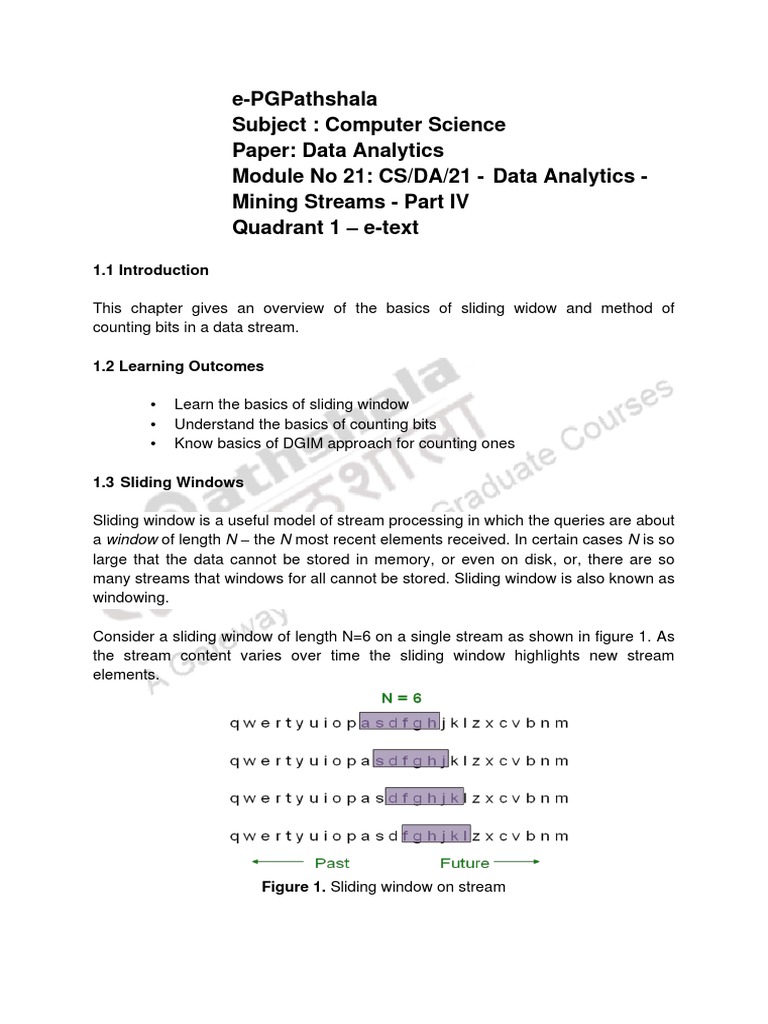 Unit 4 - Lecture 3 - DGIM Algorithm Notes | PDF | Numbers | Integer