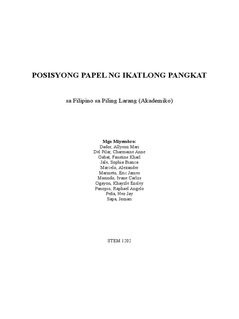 Posisyong Papel NG Ikatlong Pangkat | PDF