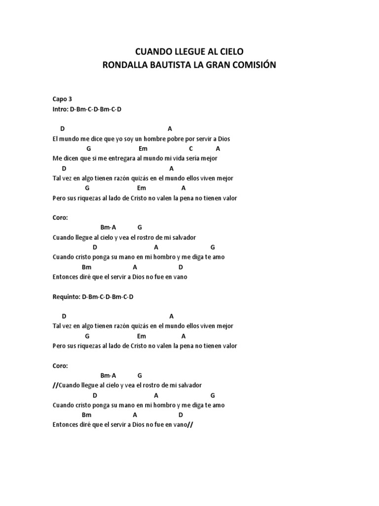 Cuando Llegue Al Cielo Rondalla La Gran Comision Pdf