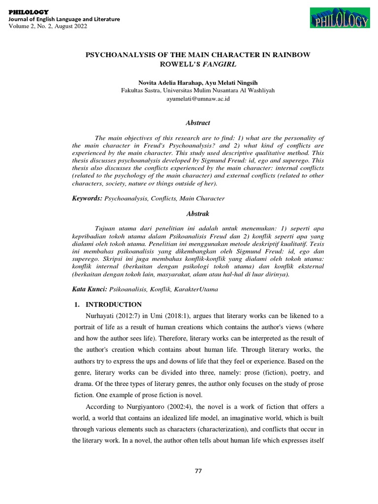 Psychoanalysis of the Main Character in Rainbow | PDF | Id | Psychoanalysis