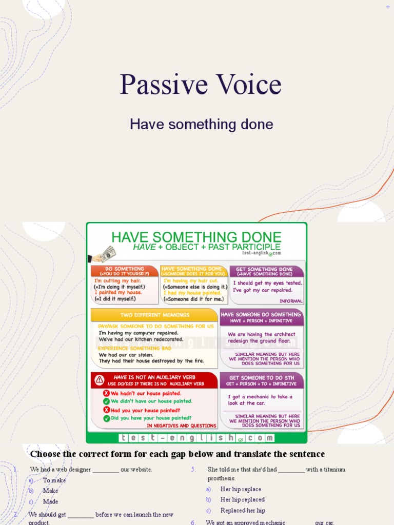 CAUSATIVE - Have Something Done | PDF | Verb | Grammar