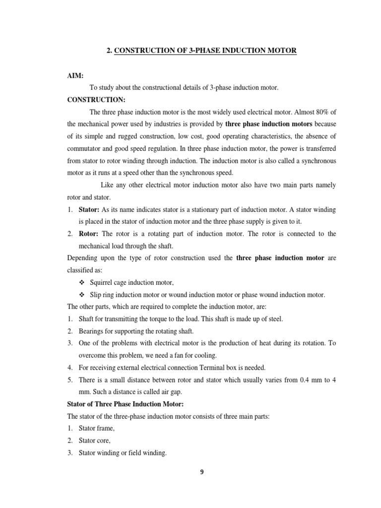 3-Phase INDUCTION MOTOR | PDF | Electric Motor | Manufactured Goods