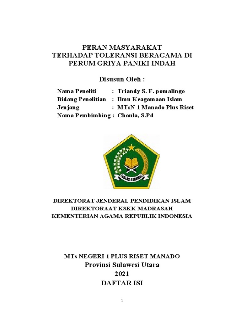 PROPOSAL MYRES-3motto keagamaan-MTSN 1 BOLTIM1 | PDF | Gaya Hidup