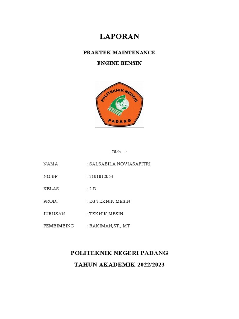 Laporan Maintenance Engine Bensin SMT 4 | PDF