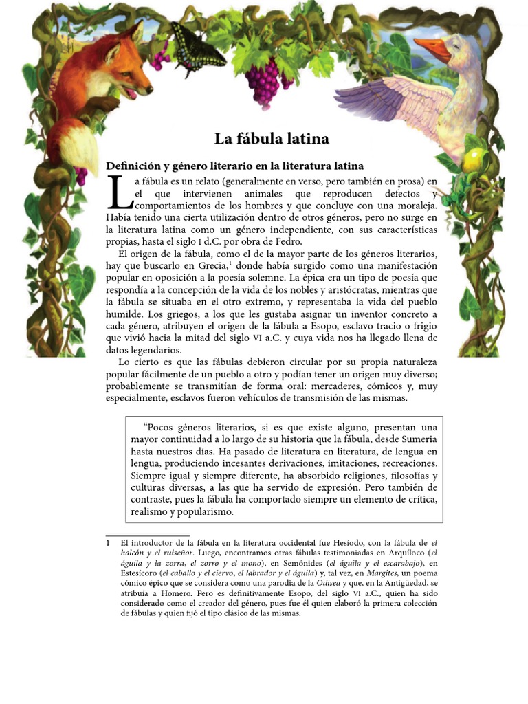 La fábula en la literatura latina | PDF | Fábula