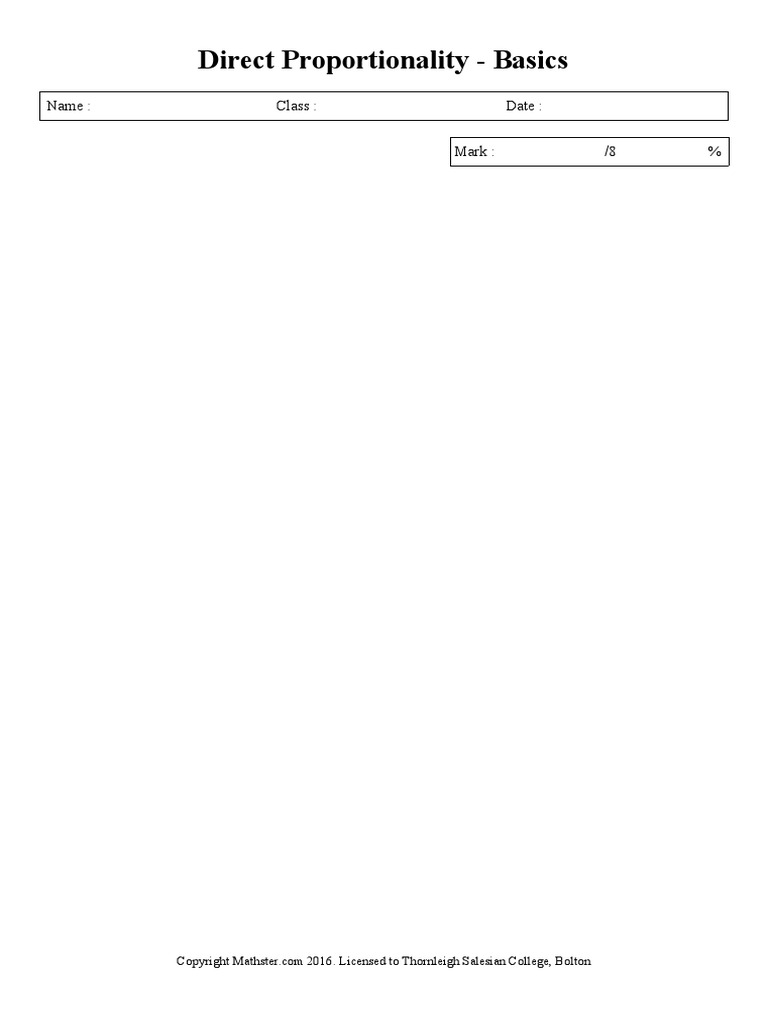 Direct Proportionality - Basics - 1 | PDF