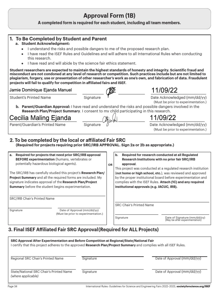 ISEF 1B Format | PDF