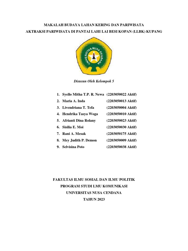 Makalah Budaya Lahan Kering Dan Pariwisata Jikom Undana | PDF