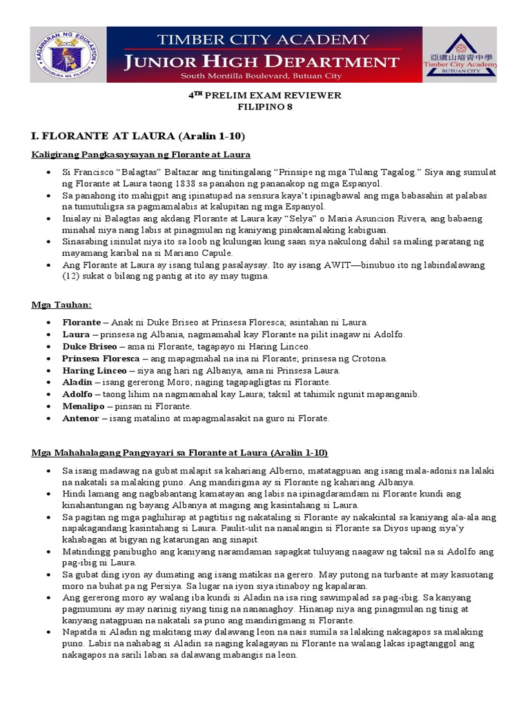 4th Prelim Handout Filipino 8 | PDF