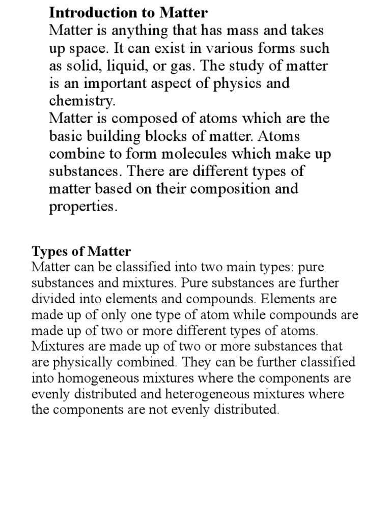 Introduction to Matter and Its Properties | PDF