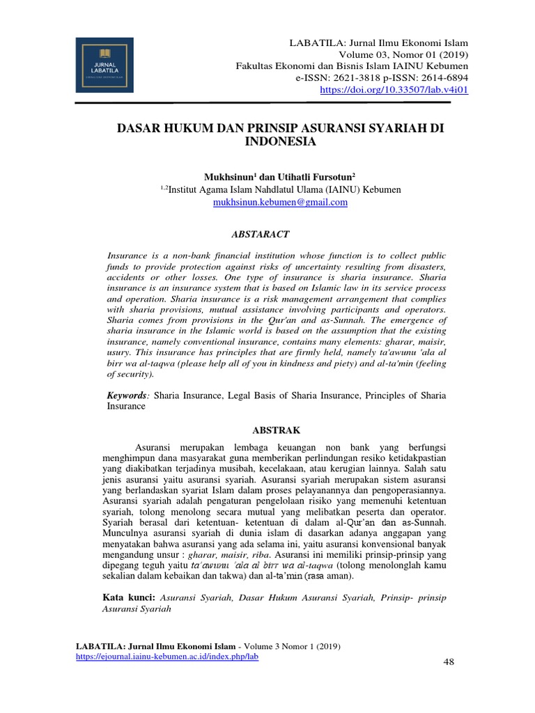 Dasar Hukum Asuransi Syariah Indonesia | PDF