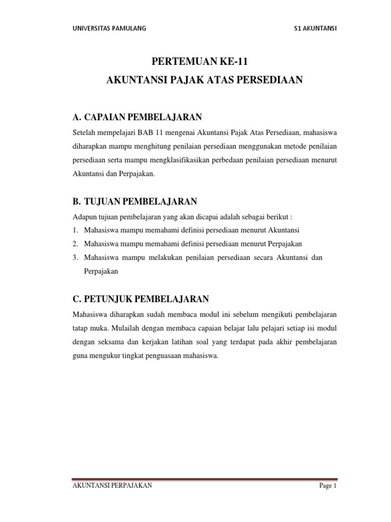 Pertemuan 11 - Akuntansi Pajak Atas Persediaan | PDF