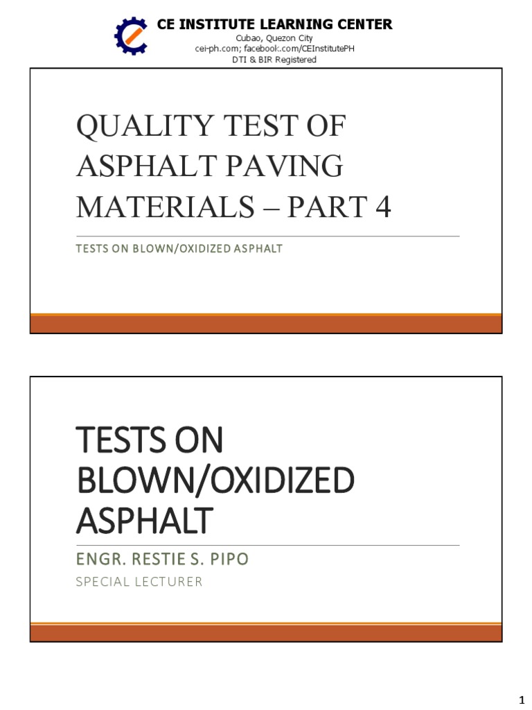 2.4 Quality Tests On Blown or Oxidized Asphalt-cByPevJNzF | PDF ... 2.4 Quality Tests On Blown or Oxidized Asphalt-cByPevJNzF | PDF ...