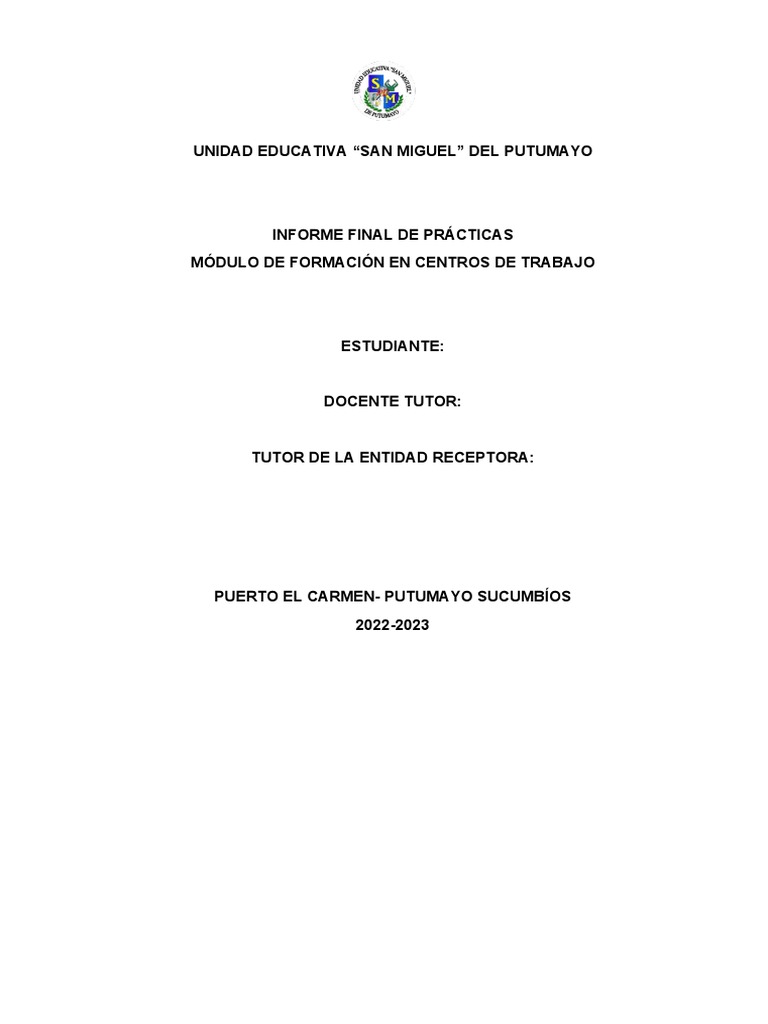 Informe Final FCT 2022-2023 | PDF | Maestros | Aprendizaje