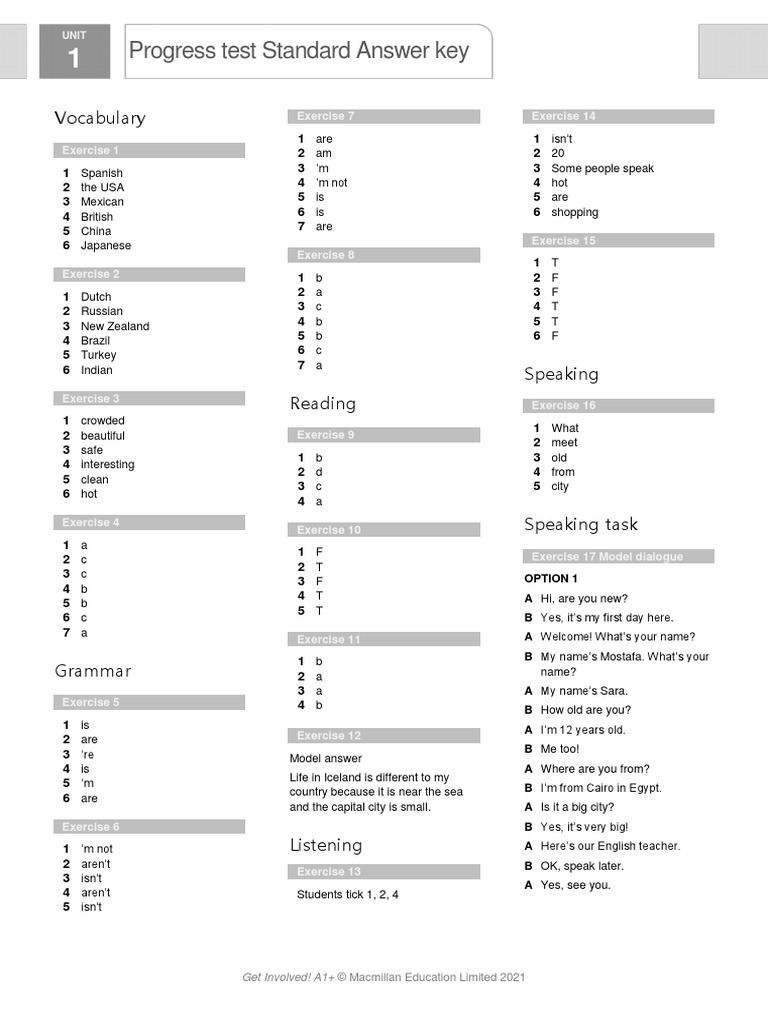 GI A1PLUS U1 Test Standard AK | PDF | Languages | Foreign Language Studies