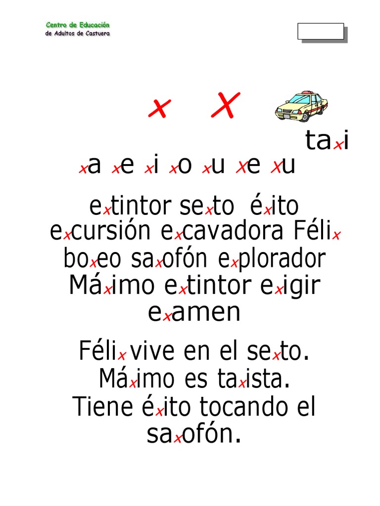 Metodo de Lectoescritura Letra X | PDF
