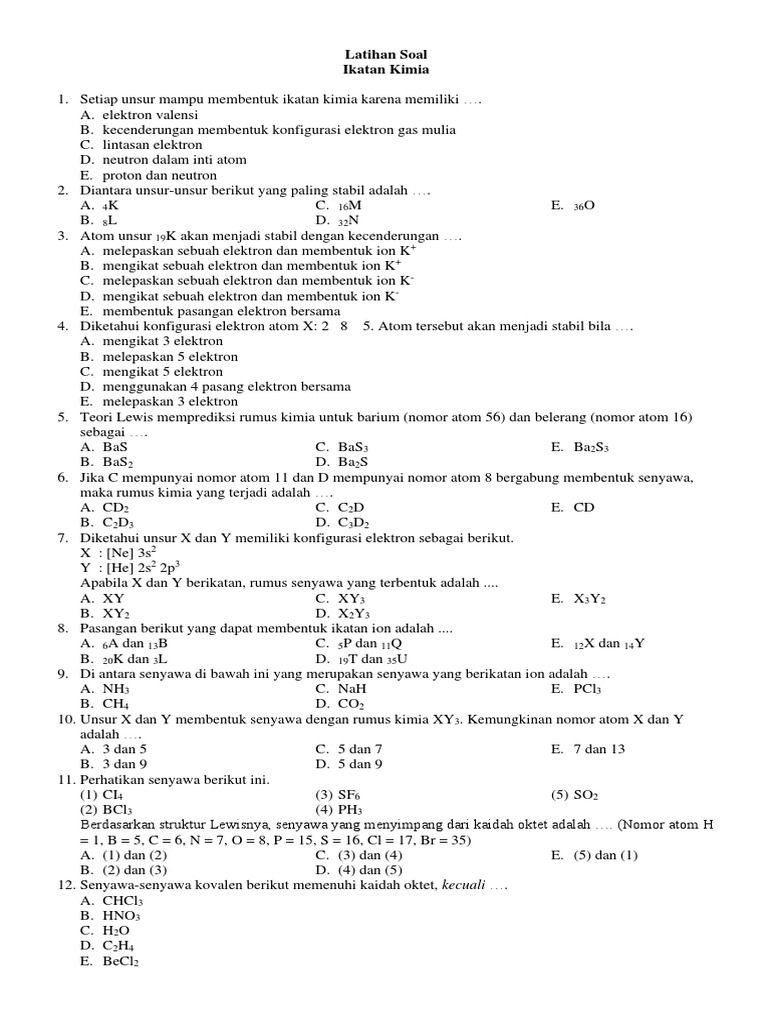 Latihan Soal Ikatan Kimia | PDF