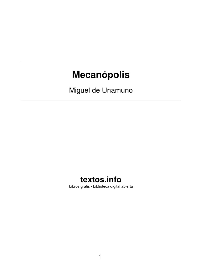 Miguel de Unamuno - Mecanopolis | PDF