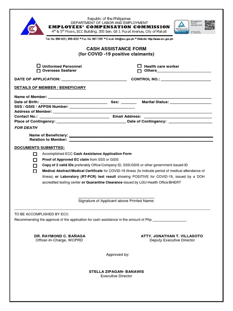 COVID-19 Cash Assistance Application Form | PDF | Business