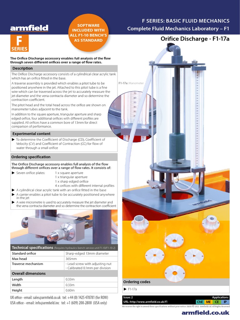 Armfield F1 Fluid Mechanics Series Brochure V2a Download 1 | PDF ...