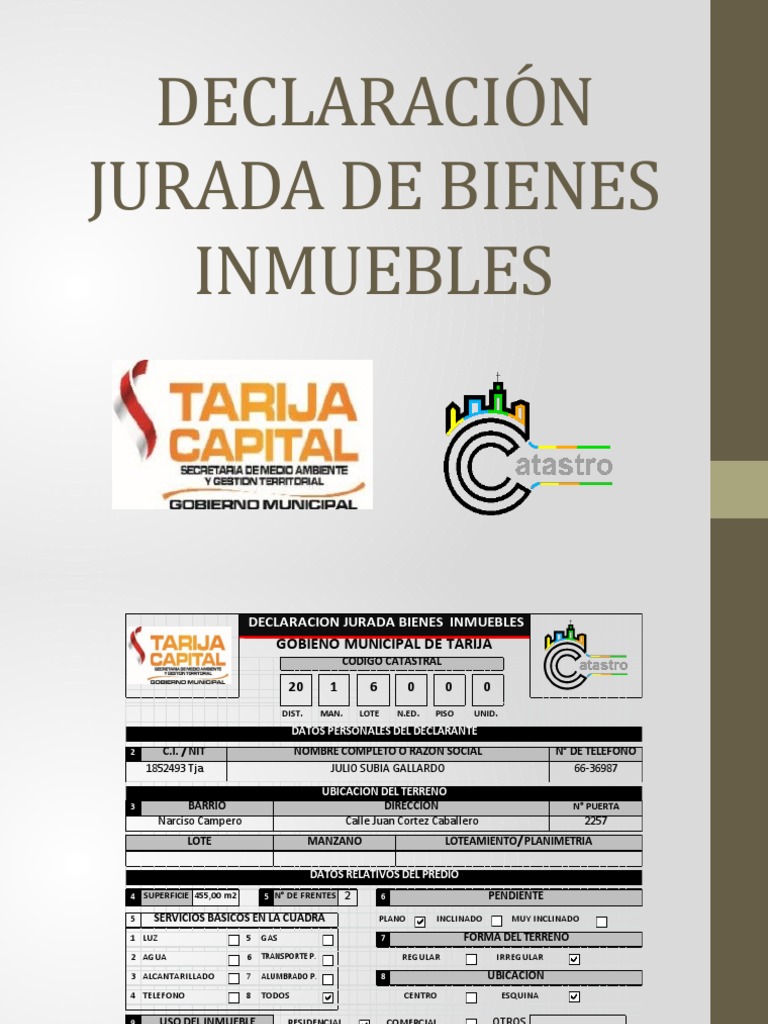 Declaración Jurada de Bienes Inmuebles | PDF