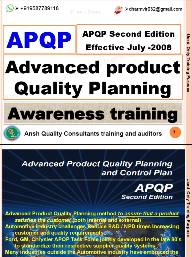 01 - APQP Training material PDF | PDF | Reliability Engineering | Audit