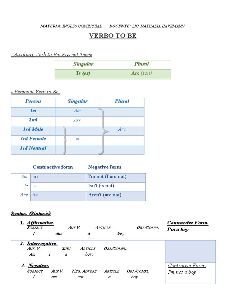 2nd CLASS - VERB TO BE | PDF | Cognitive Science | Semantic Units