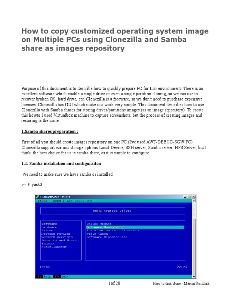How To Disk Clone Clonezilla Samba | PDF | Booting | Operating System