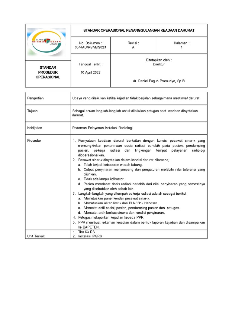 Prosedur Penanggulangan Keadaan Darurat | PDF