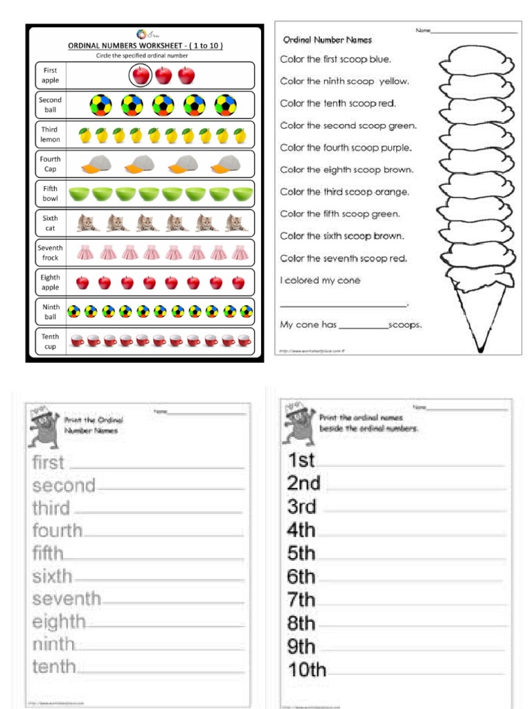 Ordinal Number Worksheet | PDF