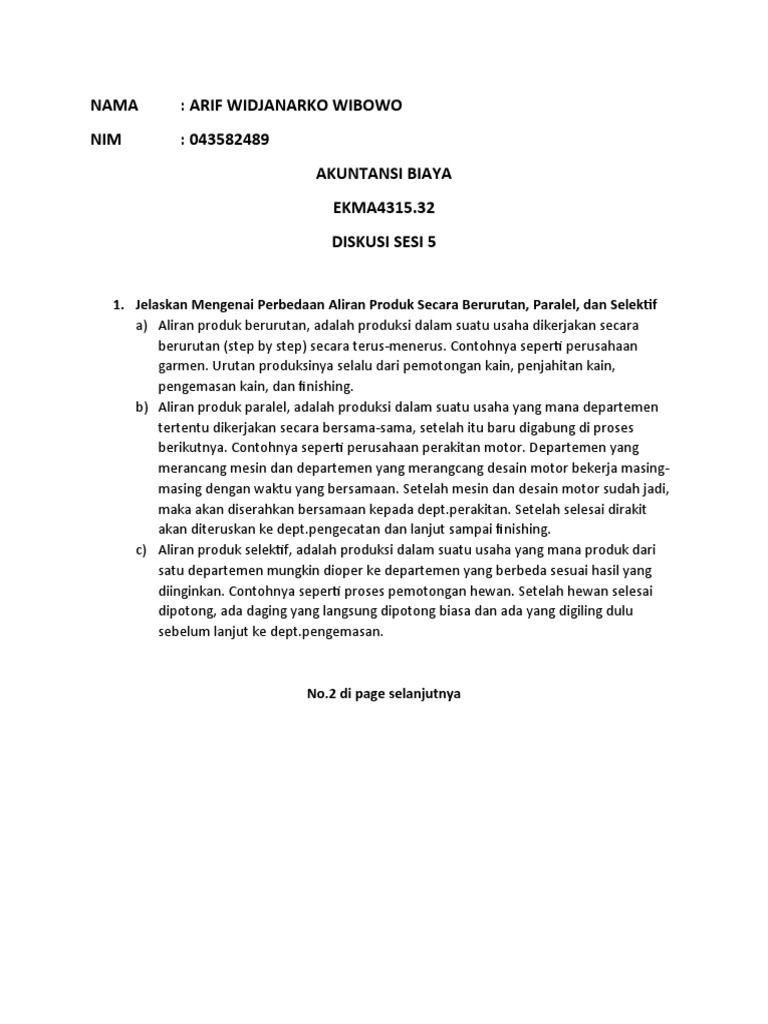 Diskusi 5 - Akuntansi Biaya Ekma4315 | PDF | Teknologi & Rekayasa Diskusi 5 - Akuntansi Biaya Ekma4315 | PDF | Teknologi & Rekayasa