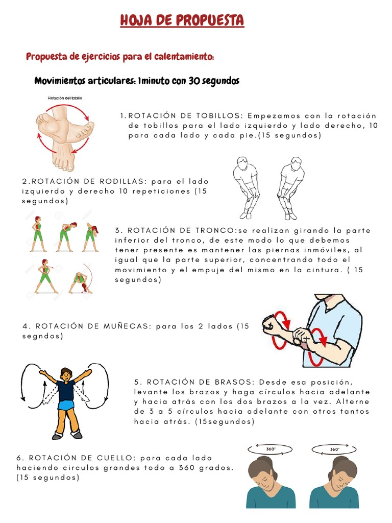 Propuesta de Ejercicios para Calentamiento | Descargar gratis PDF | Corriendo