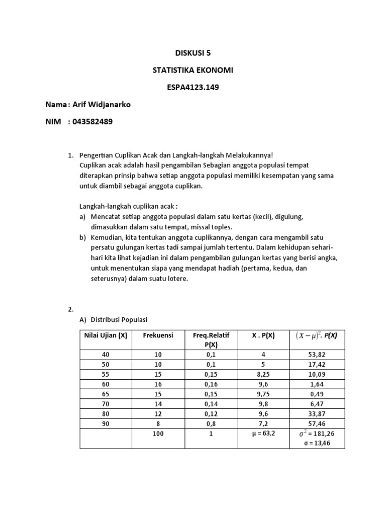 Diskusi 5 - Statistika Espa4123 | PDF