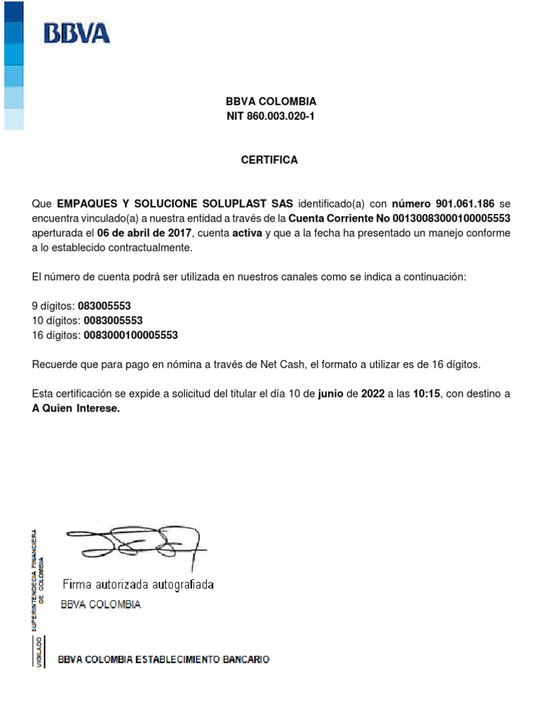 Certificacion Bancaria 2022 | PDF