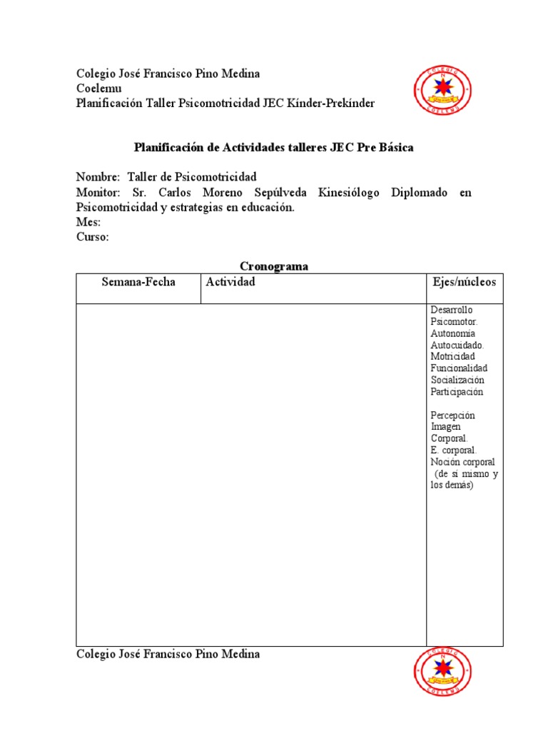 planificacion taller JEC | PDF