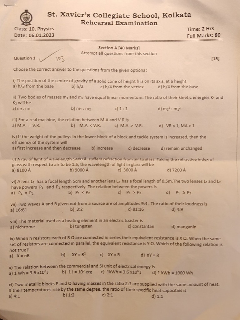 SXCS Physics 2ND Sem | PDF | Electrical Resistance And Conductance | Electromagnetic Radiation