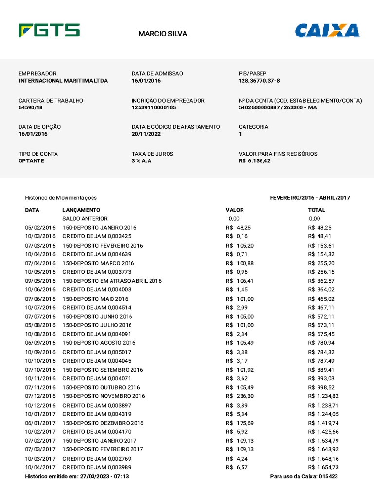 Extrato INTERNACIONAL MARITIMA LTDA-1 | PDF
