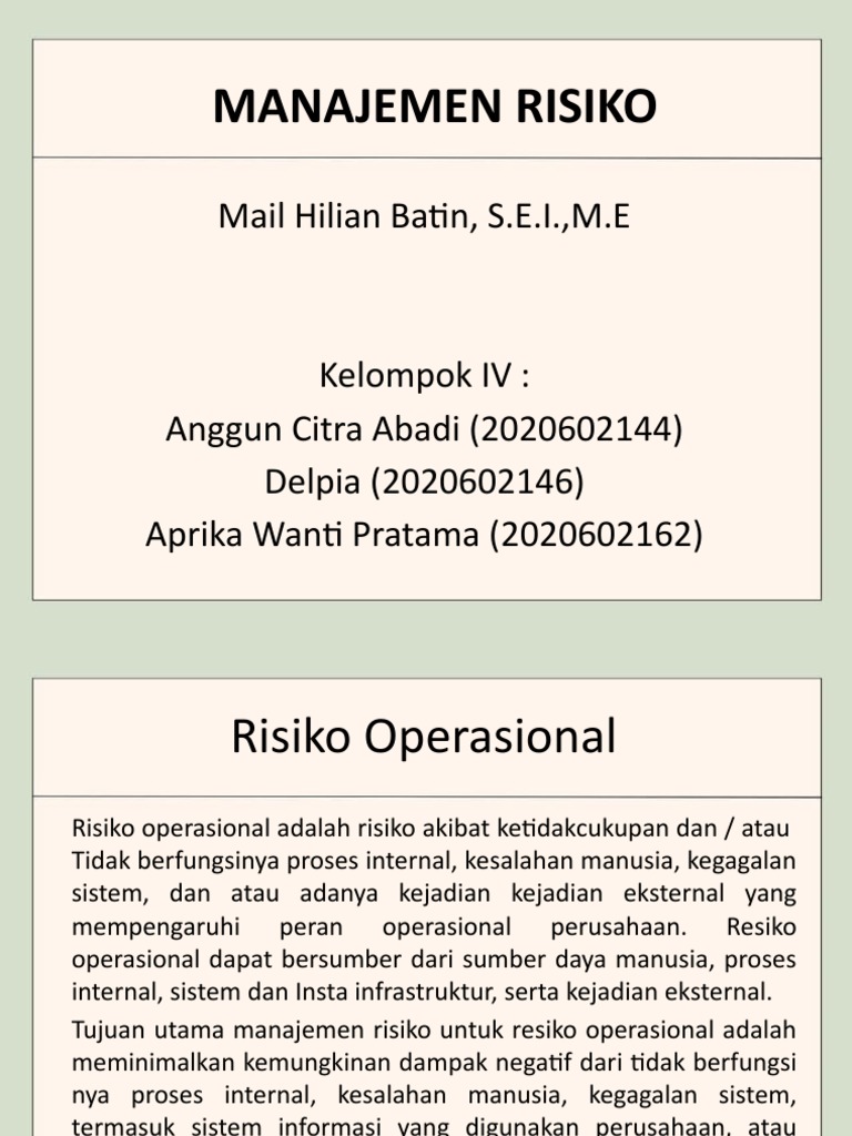 Manajemen Risiko Kel - Iv | PDF