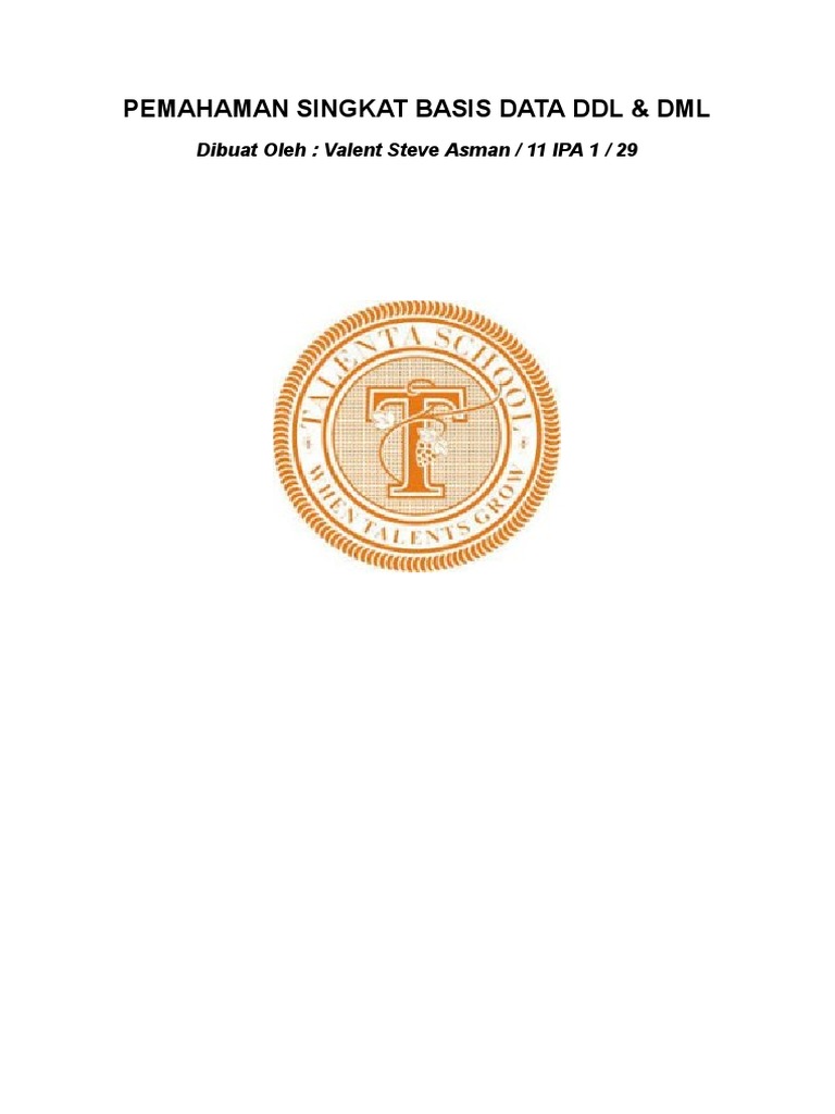 Valent Steve Asman 2122099 - Tutorial Basis Data DDL & DML | PDF