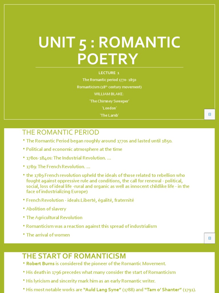 Overview of Romantic Poetry (1770-1850) | PDF